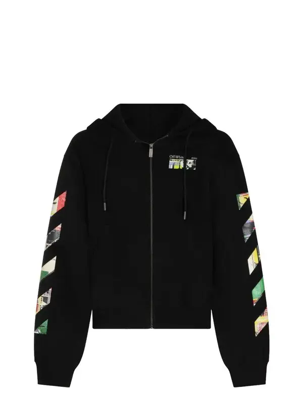 Off-White Arrows Diag-stripe Hoodie - Black