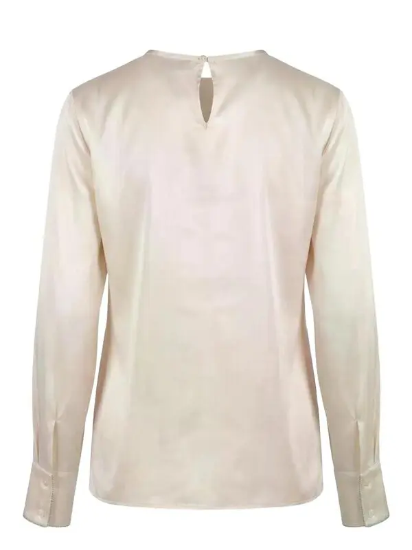 Peserico Long-sleeve Satin Top - Neutrals