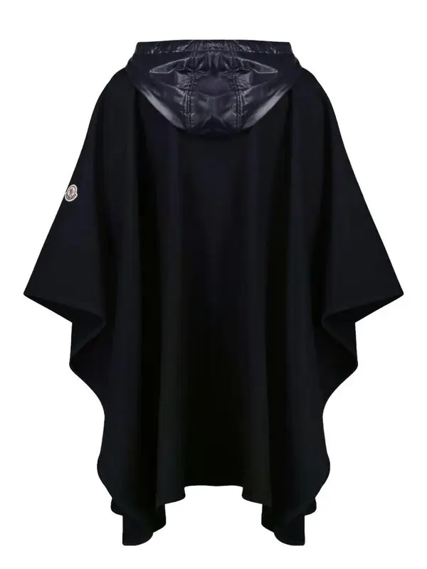 Moncler Navy Hooded Belted Cape - Blue