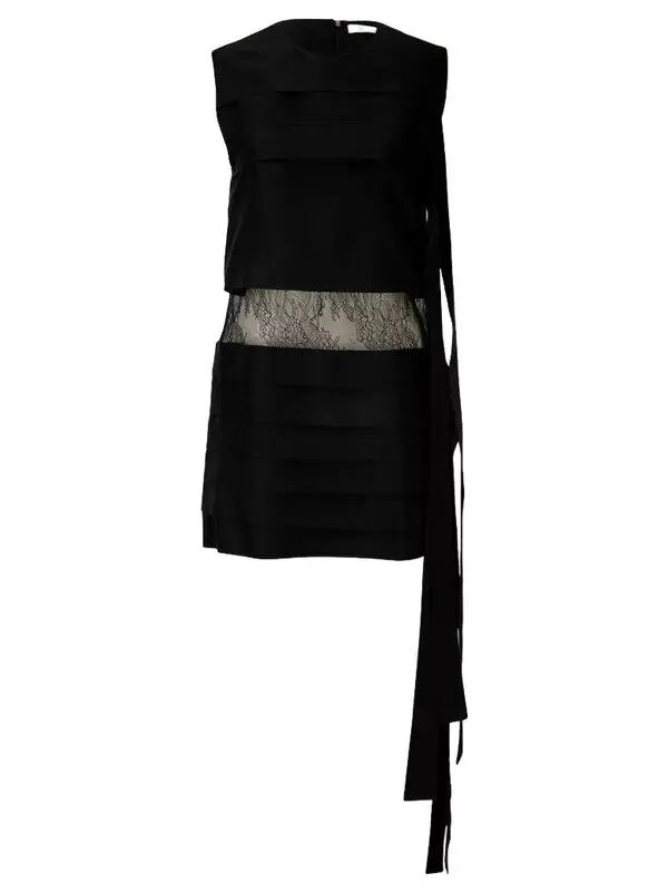 FERRAGAMO Lace-panelled Tiered Mini Dress - Black