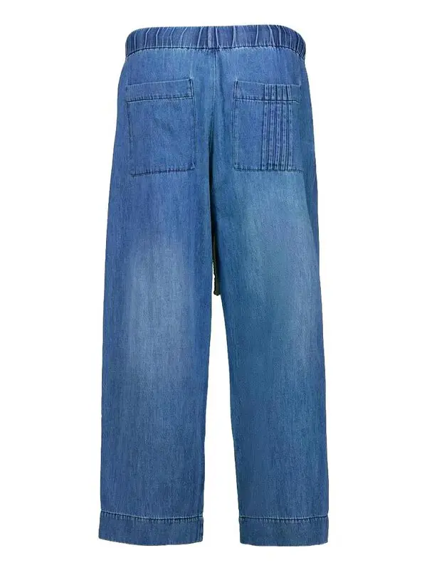 Commas Drawcord-waist Pintuck-pleat Wide-leg Jeans - Blue