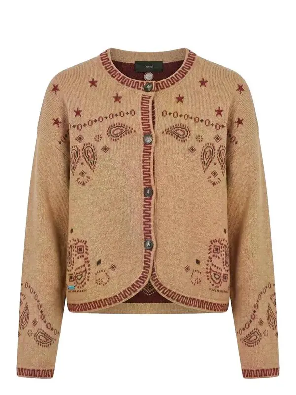 Alanui Bandana Jacquard Paisley-intarsia Wool Cardigan - Neutrals