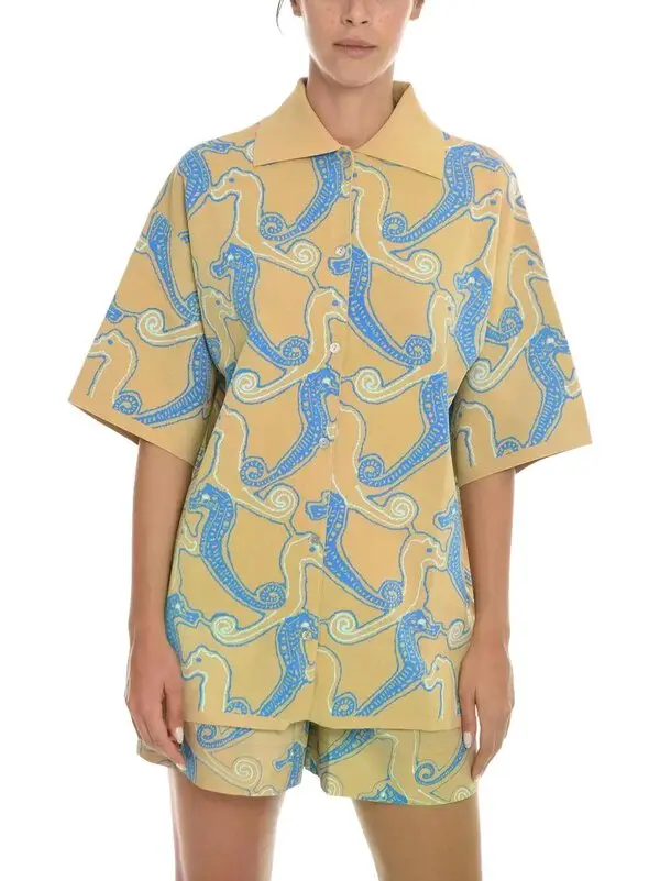 SAMSOE SAMSOE Embroidered Short-sleeve Shirt - Neutrals