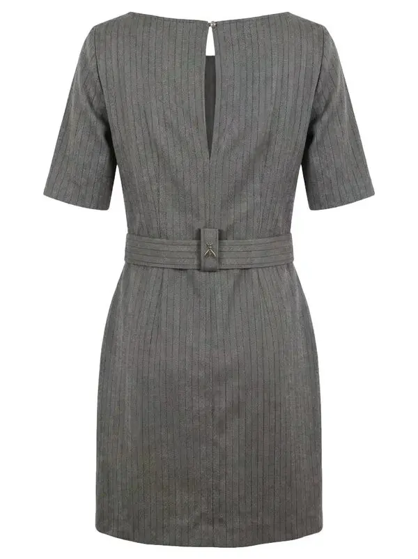 Patrizia Pepe Pinstripe Belted Dress - Grey