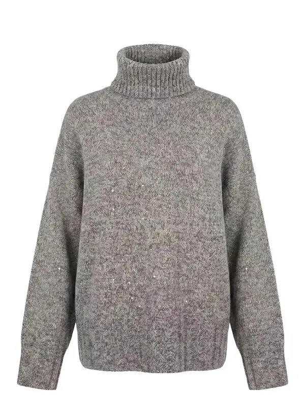 Pinko Sequin-embellished Roll Neck Sweater - Grey