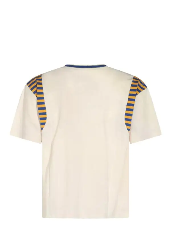 Valentino Garavani Graphic-print Striped-sleeve T-shirt - Neutrals