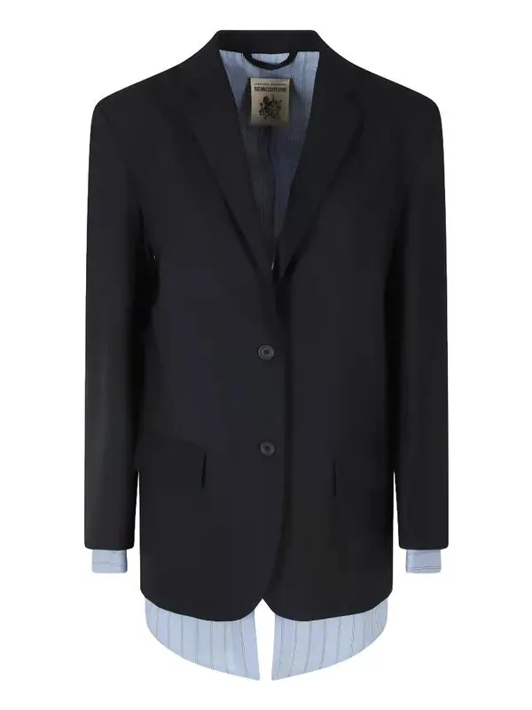 SEMICOUTURE Deana Layered-detail Single-breasted Blazer - Black