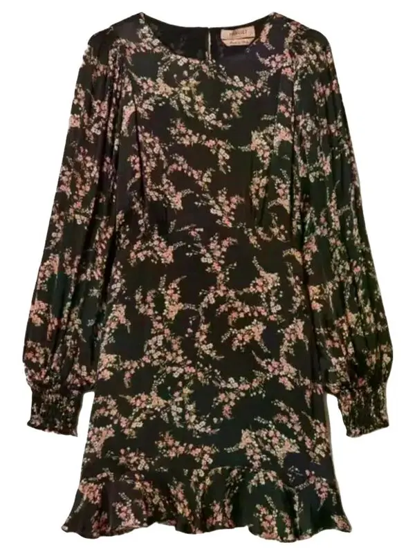 TWINSET Floral Print Ruffled Mini Dress - Black