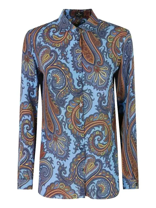 Etro Paisley Print Silk Shirt - Blue