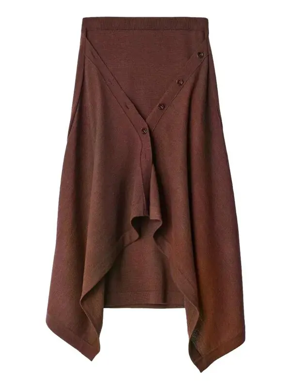 LEMAIRE Lemiare Buttoned Merino Wool Blend Midi Skirt - Brown