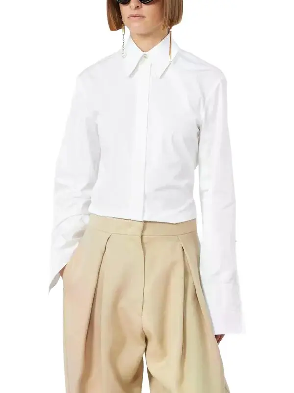 Sportmax Pointed Collar Long Sleeve Shirt - White