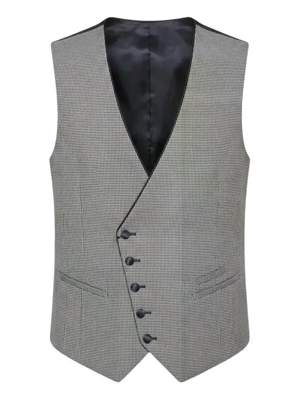 ETIEM TEXTIL S.L. Houndstooth Patterned Waistcoat - Blue