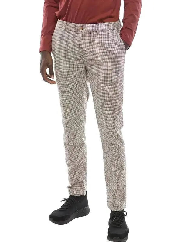 CRUNA Newtown Houndstooth Pattern Slim Fit Trousers - Neutrals