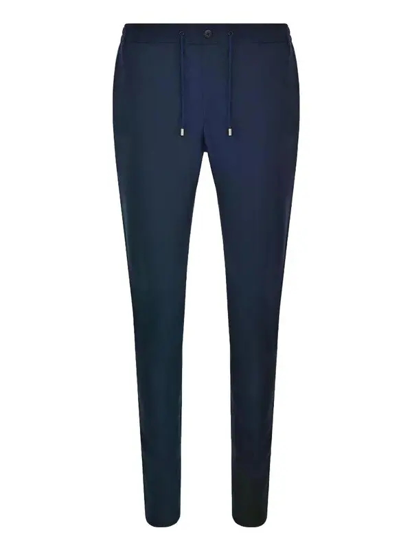 Pal Zileri Navy Drawstring Waist Tapered Trousers - Blue