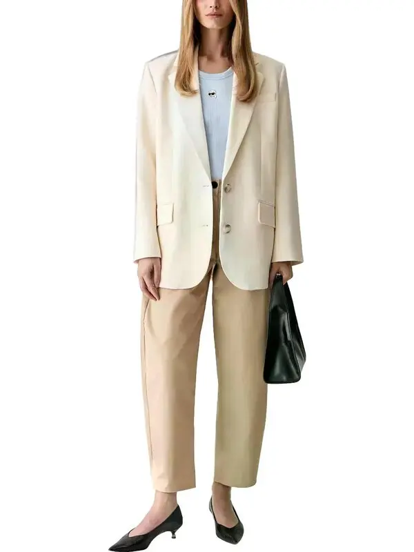 Karl Lagerfeld Logo Print Tapered Trousers - Neutrals
