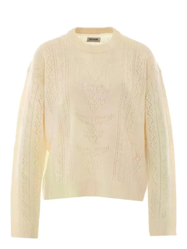 Zadig&Voltaire Markuz Pointelle-knit Crew Neck Sweater - Neutrals