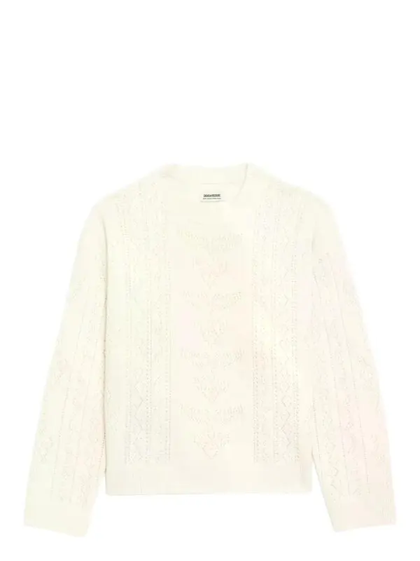 Zadig&Voltaire Markuz Pointelle-knit Crew Neck Sweater - Neutrals