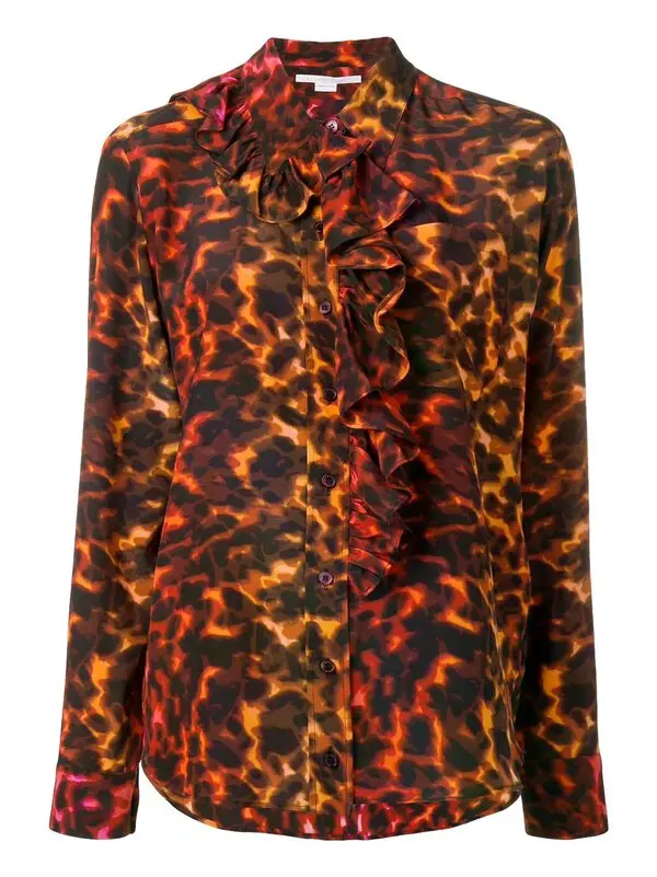 Stella McCartney Ruffled Silk Blouse - Brown