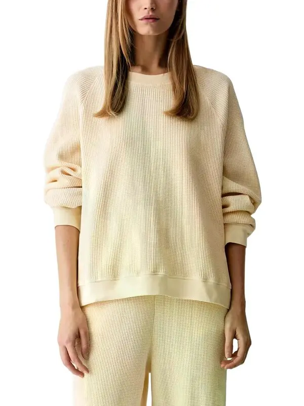 American Vintage Waffle Knit Raglan Sweater - Neutrals