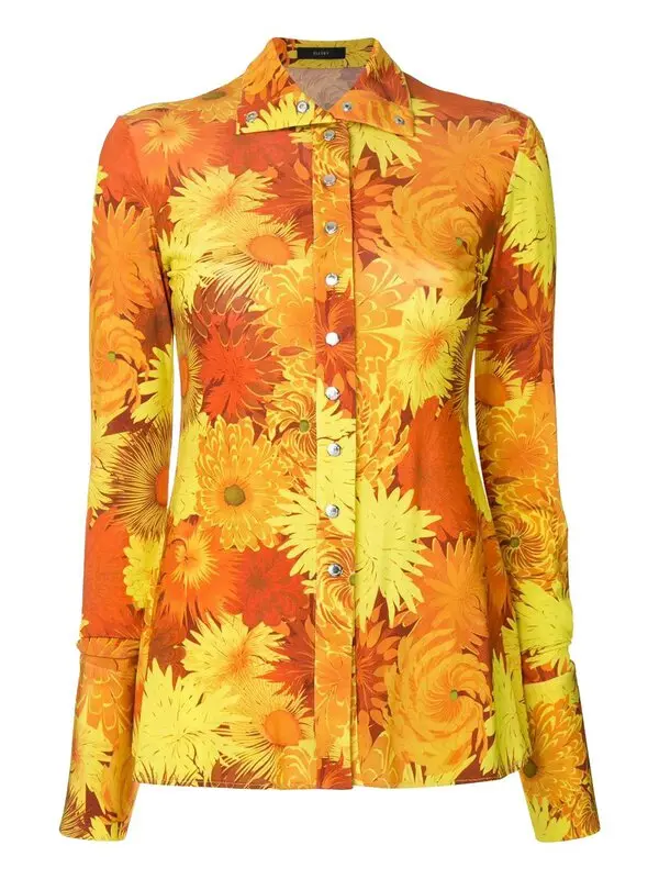 ELLERY Sala Floral Print Shirt - Orange