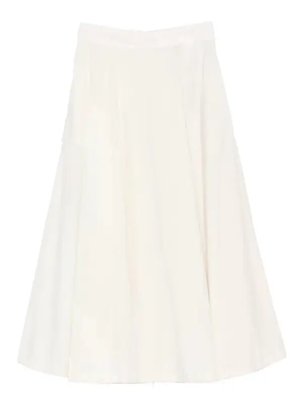 WHITE SAND Pleated A-line Midi Skirt - White