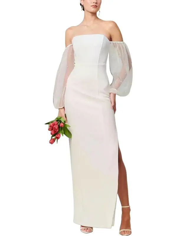 BWLDR Pearl Embellishment Maxi Dress - White