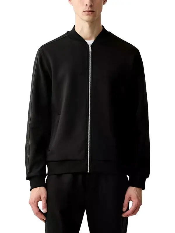 Karl Lagerfeld Logo Tape Zip-up Cardigan - Black