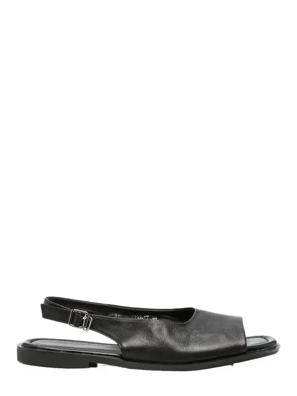 SERGIO MORETTI FIRENZE Leather Slingback Sandals - Black