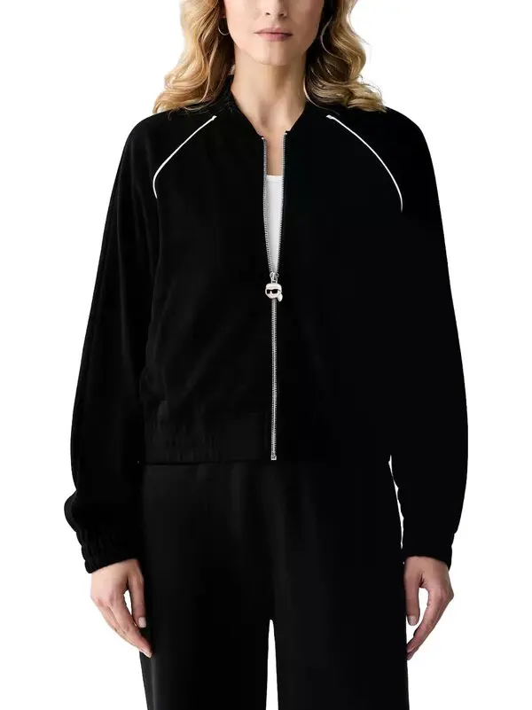 Karl Lagerfeld Zip-up Sweatshirt With Ikonik Karl Detail - Black
