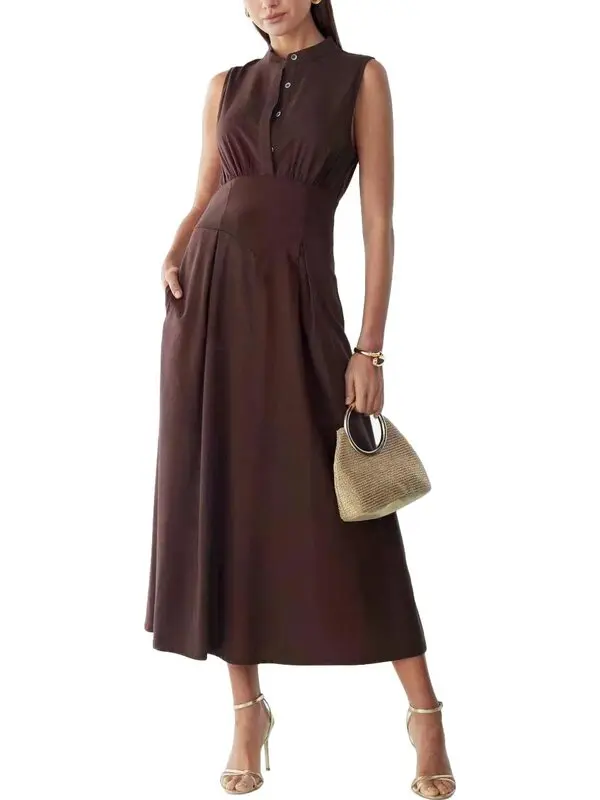 WILLA Bexley Midi Dress - Brown