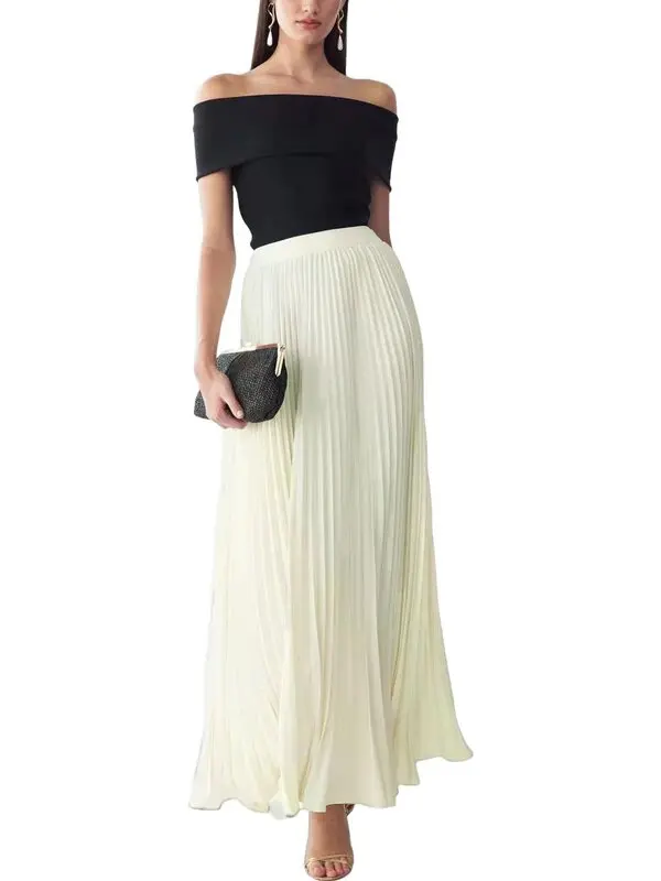 WILLA Pleated Maxi Skirt - Neutrals