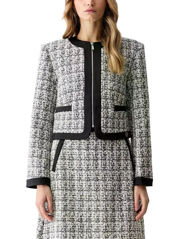 Karl Lagerfeld Pearl-embellished Tweed Jacket - Grey