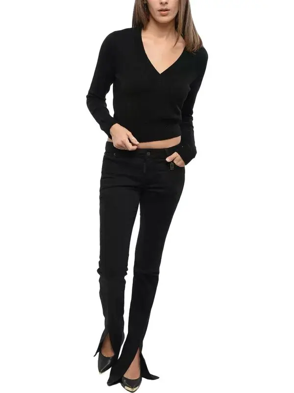 DIESEL® V-neck Logo Patch Sweater - Black