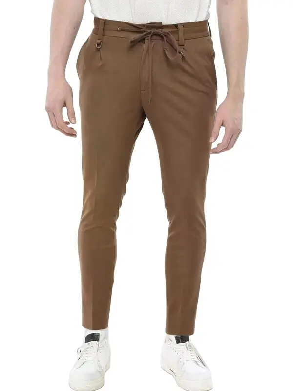 PAOLO PECORA Brera Drawstring Trousers - Brown