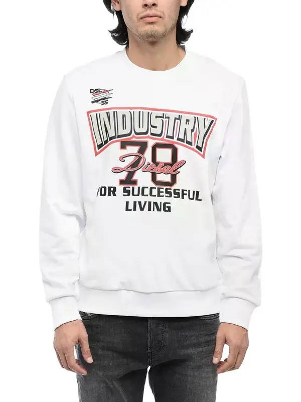 DIESEL® Logo Print Crew Neck Sweatshirt - White