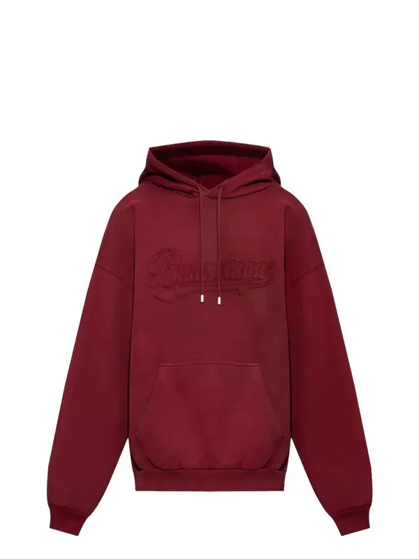 Balenciaga Logo Embroidered Hoodie - Red