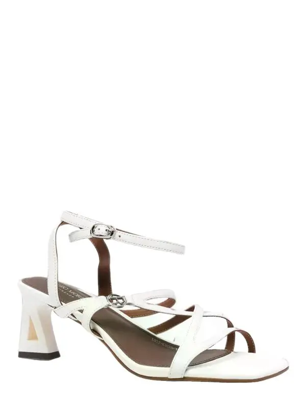 SERGIO MORETTI FIRENZE Strappy Geometric-heel Sandals - White