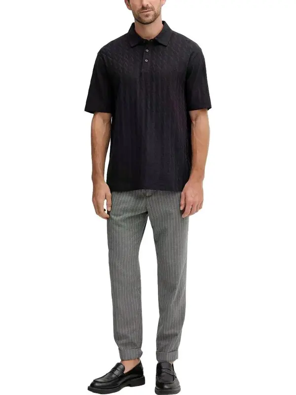 Armani Exchange Textured Cotton Polo Shirt - Blue