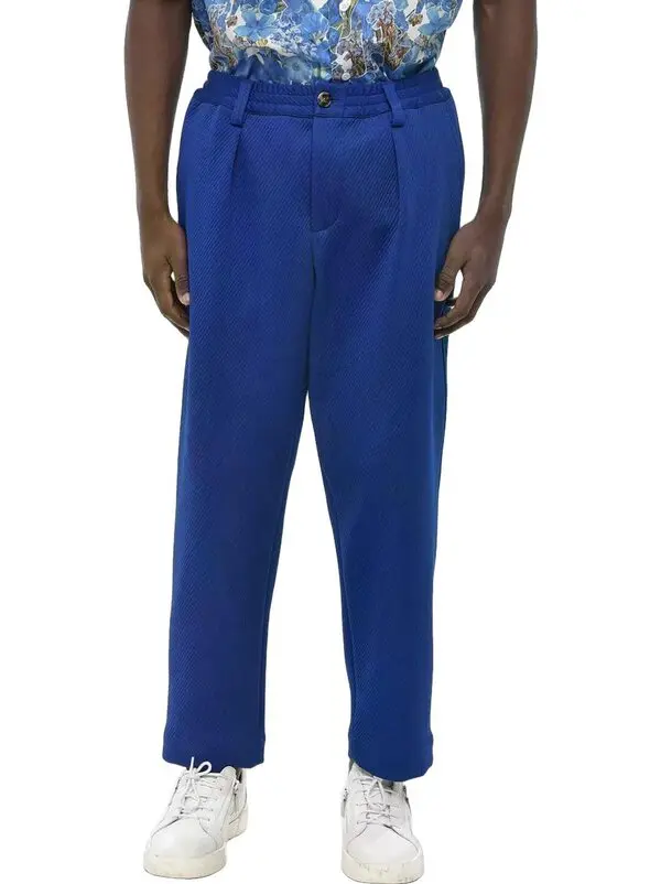 Marni Pleat-detail Textured Trousers - Blue