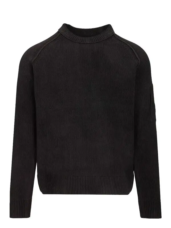 C.P. COMPANY Lens Detail Cotton Sweater - Black