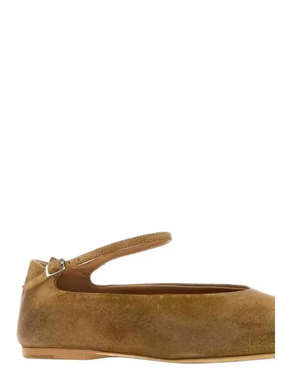JIL SANDER Suede Ballet Flats With Buckle Fastening - Brown