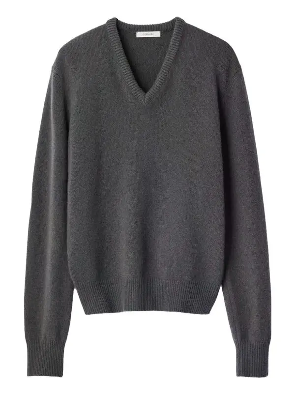 LEMAIRE V-neck Cashmere Sweater - Grey
