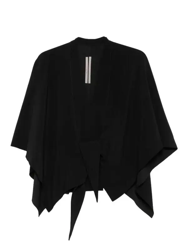 Rick Owens V-neck Blouse With Knotted Waist - Black