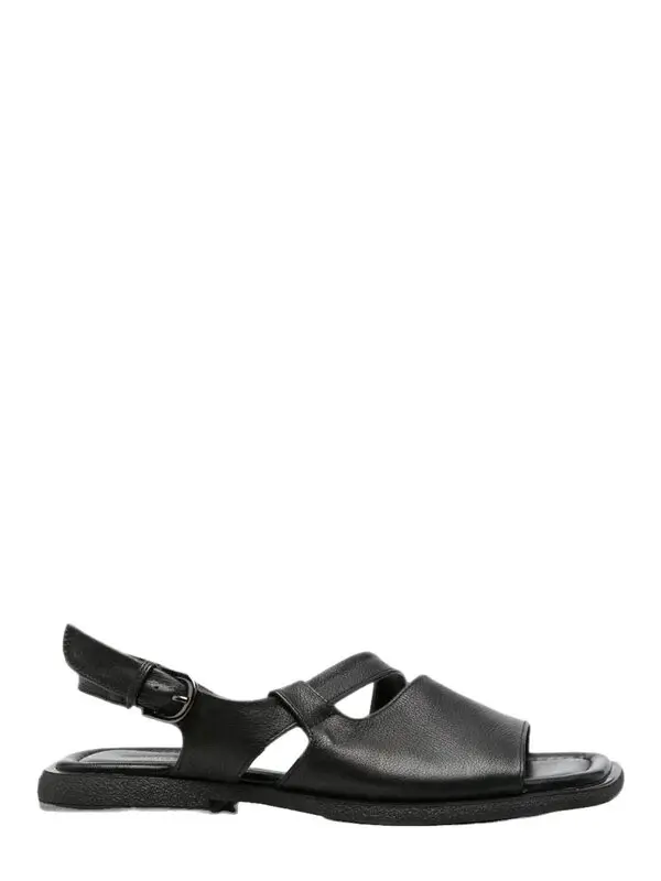 SERGIO MORETTI FIRENZE Leather Buckle-fastening Slingback Sandals - Black
