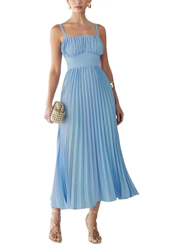 WILLA Lucie Pleated Midi Dress - Blue