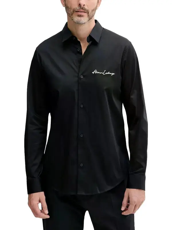 Armani Exchange Signature Long-sleeve Shirt - Blue