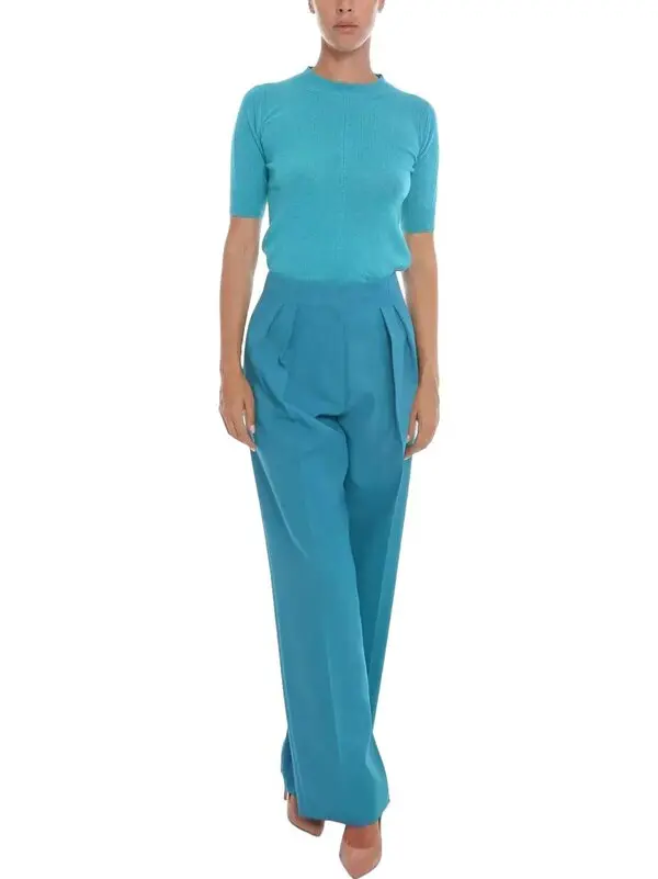 SUPER BLOND Pleated Wide-leg Trousers - Blue