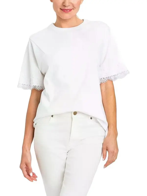 TWINSET Embroidered Lace Trim T-shirt - White