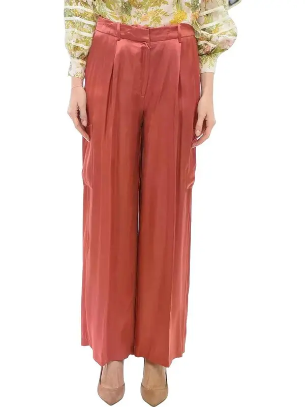 Loulou De Saison Pleated Satin Wide-leg Trousers - Orange