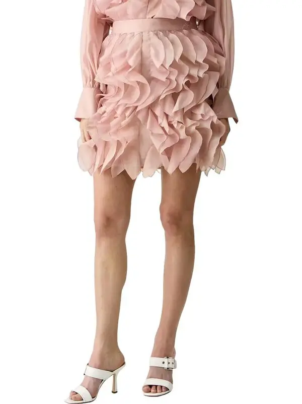 Karl Lagerfeld Ruffled Logo-embroidered Mini Skirt - Pink